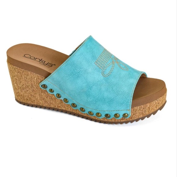 Corkys | Shoes | Corkys Womens Turquoise Wedge Sandals | Poshmark
